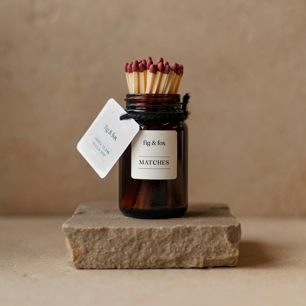 Amber Glass Match Pot – Fig & Fox