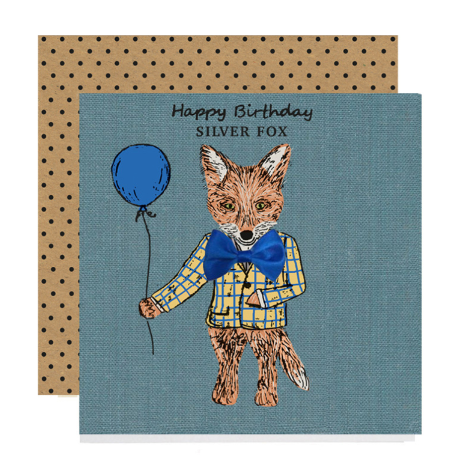 Silver Fox Birthday Card – Fig & Fox