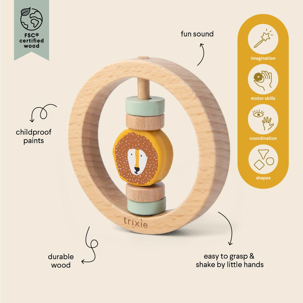 Wooden round rattle - Mr. Lion – Fig & Fox